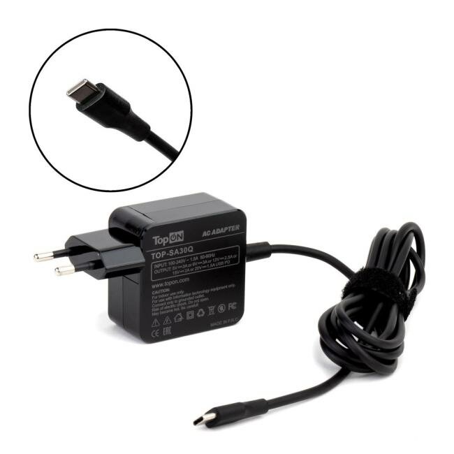 TopON TOP-SA30Q Блок питания TopON для Samsung 20V 1.5A/ 15V 2A / 9V 3A / 5V 3A USB Type-C 30W.