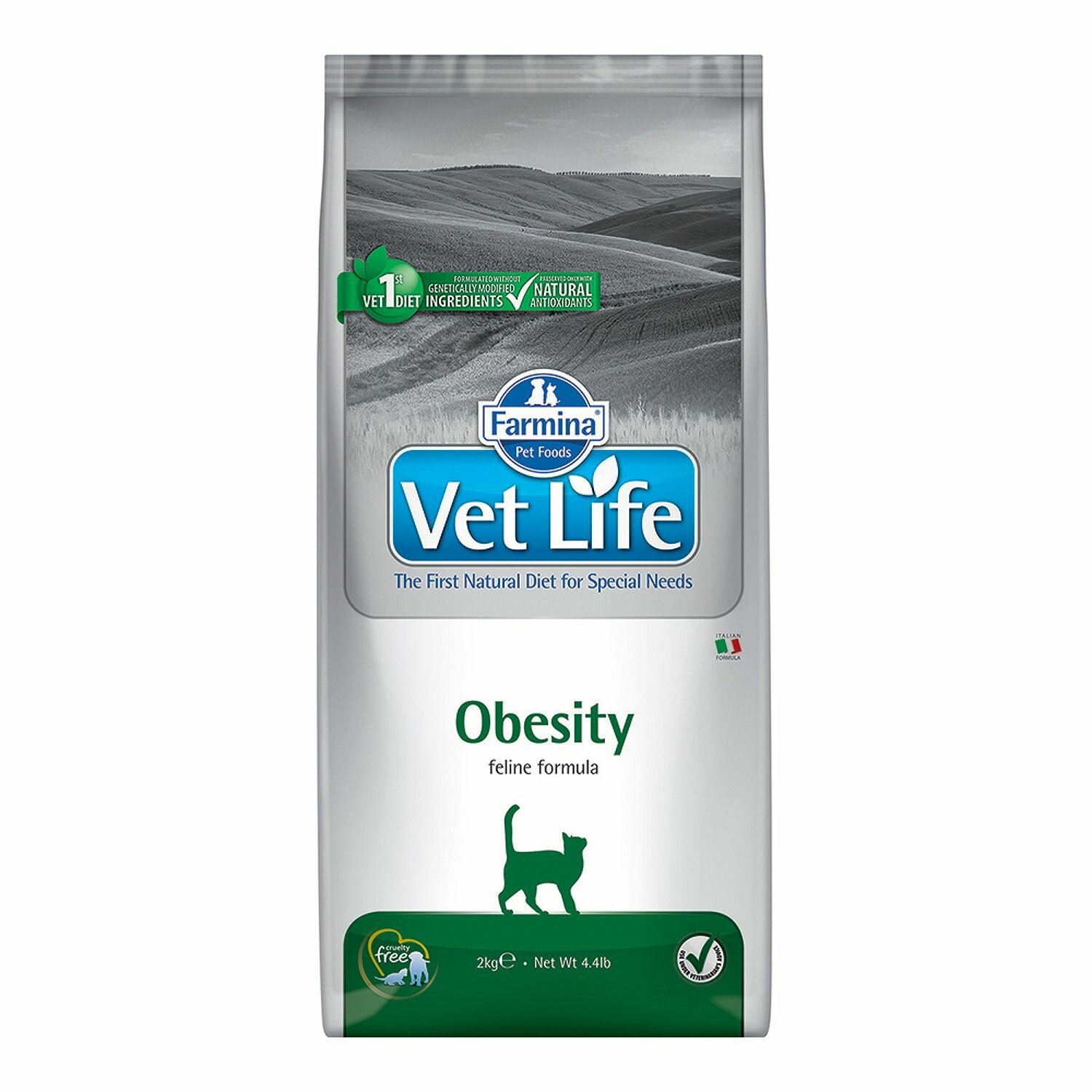 Сухой корм Фармина Vet Life Obesity 2 кг для кошек, для снижения избыточной массы тела
