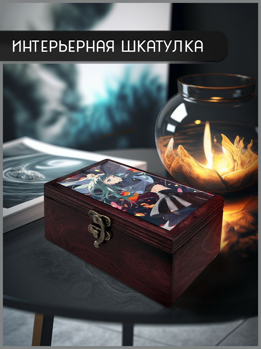 Шкатулка интерьерная вишня для украшений универсальная 16x10x6 см Аниме Монолог фармацевта (Мао Мао, Император, Цветы, Женьши) - 849