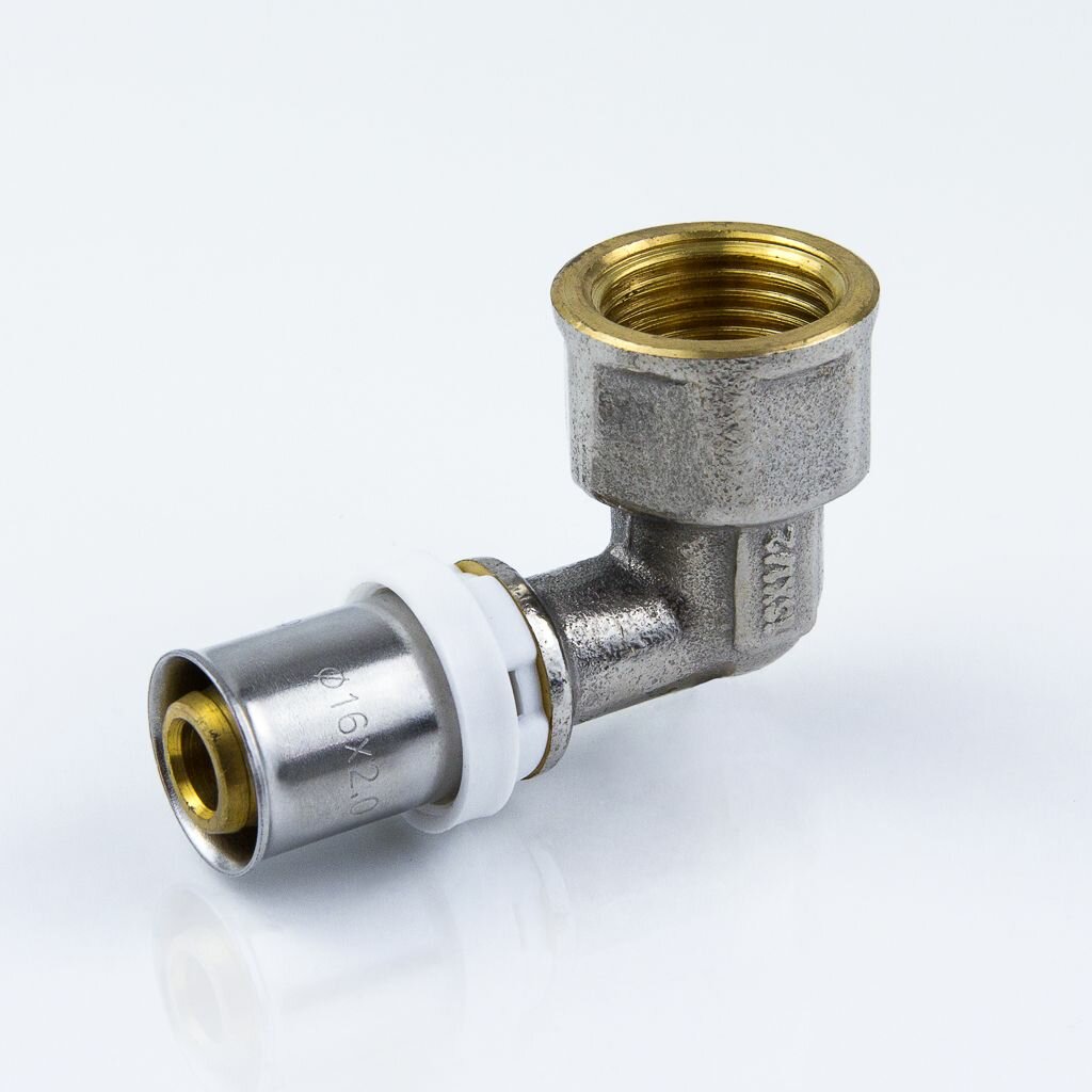 Угольник МП латунь никель пресс Дн 16х3/4"х90гр ВР ГОСТ 32415-2013 Aquasfera 8007