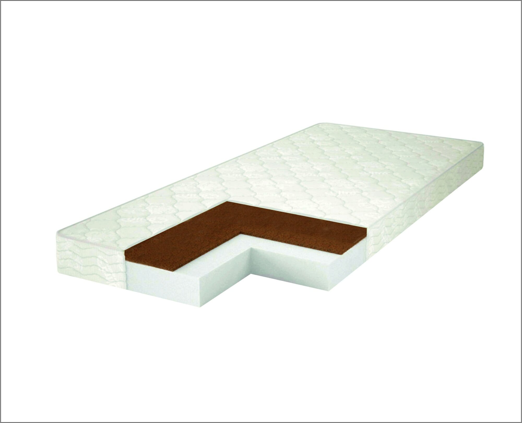 Матрас детский "кроха" 160х80х10 см с кокосовой койрой и ППУ, двухсторонний, цвет белый