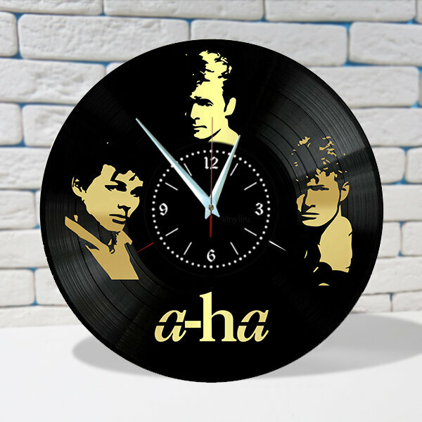 Настенные часы из виниловой пластинки A-ha золотая подложка