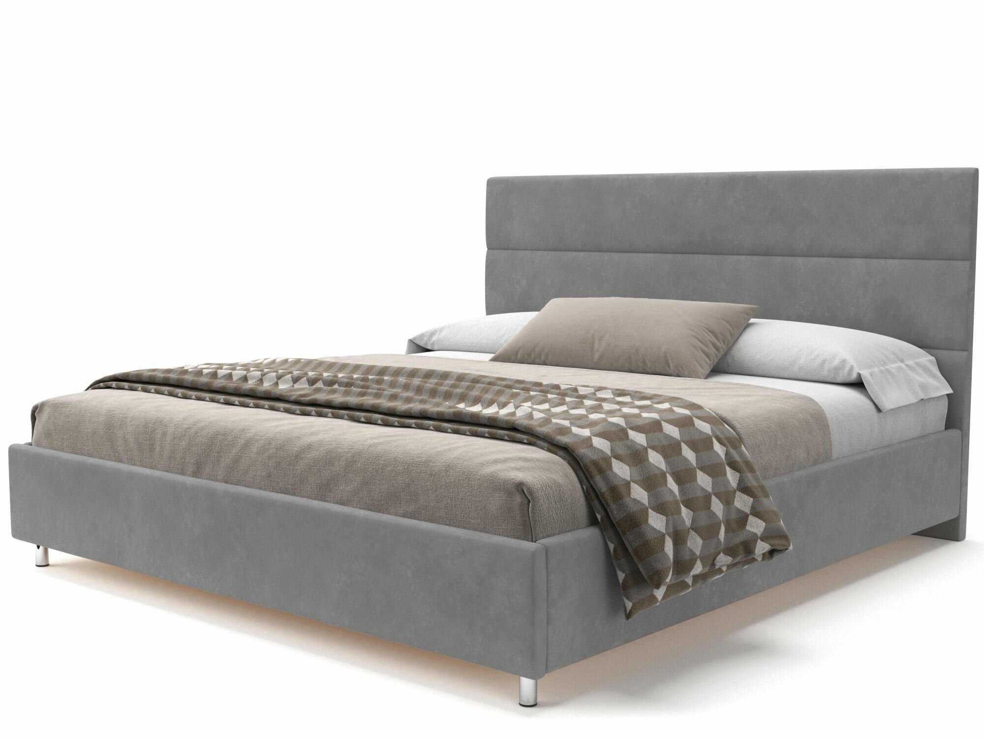 Кровать двуспальная 140х200 Soft Element София Grey, с мягким изголовьем, с подъемным механизмом, с ящиками, велюр
