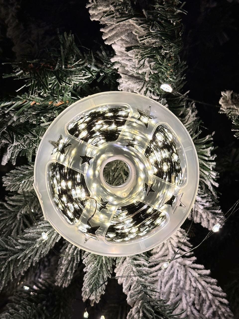 Новогодняя гирлянда светодиодная линейная, 2000 LED, тёплая белая, нитка/ леска/ роса, зеленый провод, 8 режимов, 200 м + ПУ