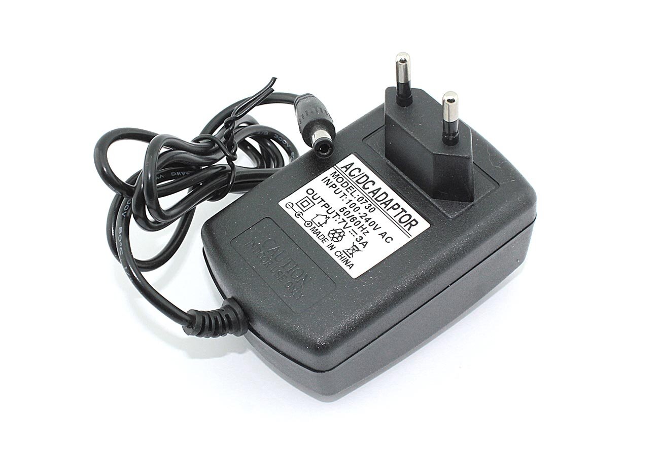 Блок питания 7V 3A 21W 5.5x2.5mm, для детских электрокачелей, игрушек, музыкальных инструментов, швейных машинок и других устройств