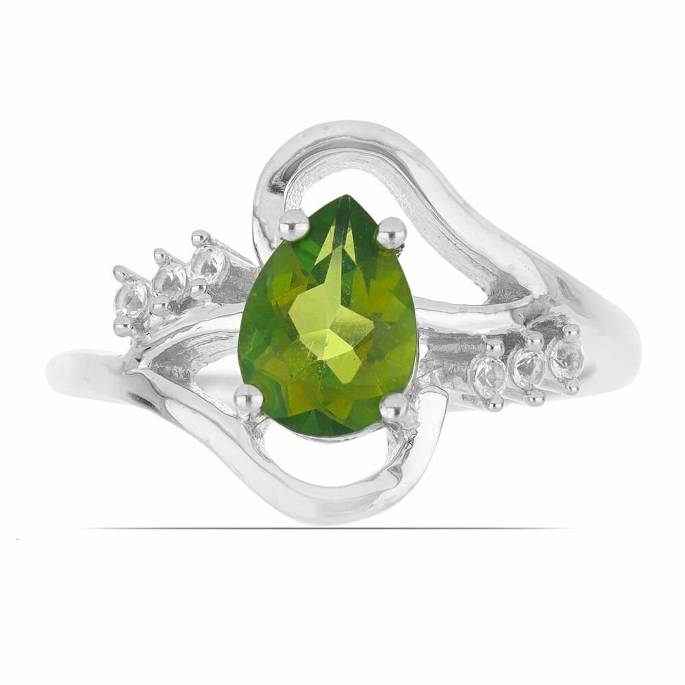 Кольцо, серебро, 925 проба, родирование, кварц, топаз