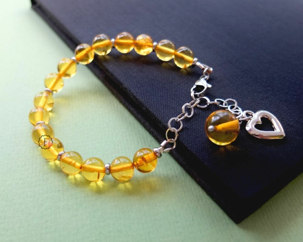 Браслет-цепочка, янтарь