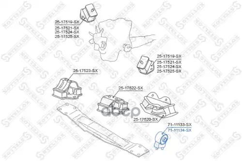 Подушка раздатки! Mitsubishi Pajero II V14W-V55W 91-04 Stellox арт. 7111134SX