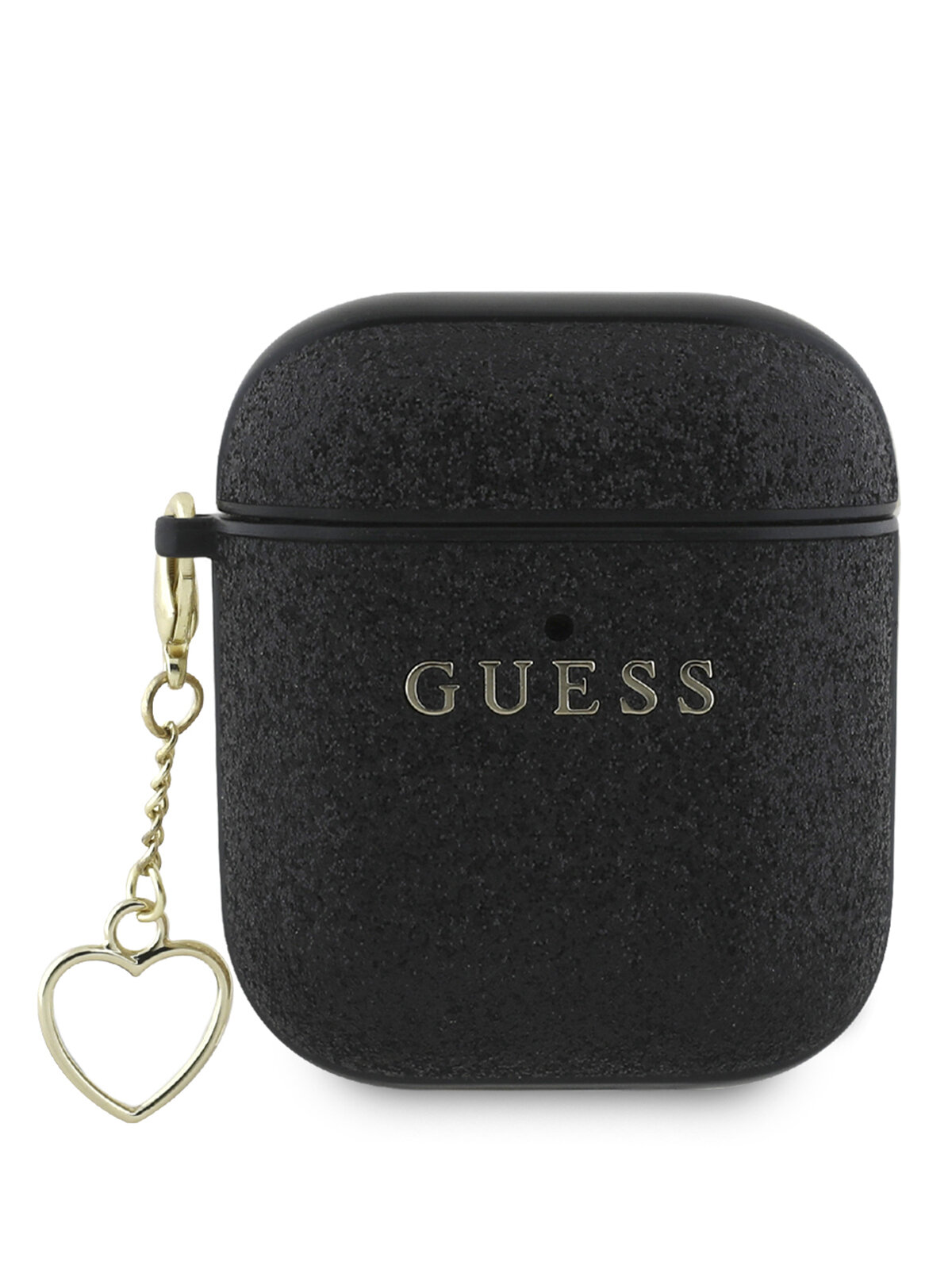 Guess для Airpods 1/2 чехол Fixed Glitters with Small Heart charm Black
