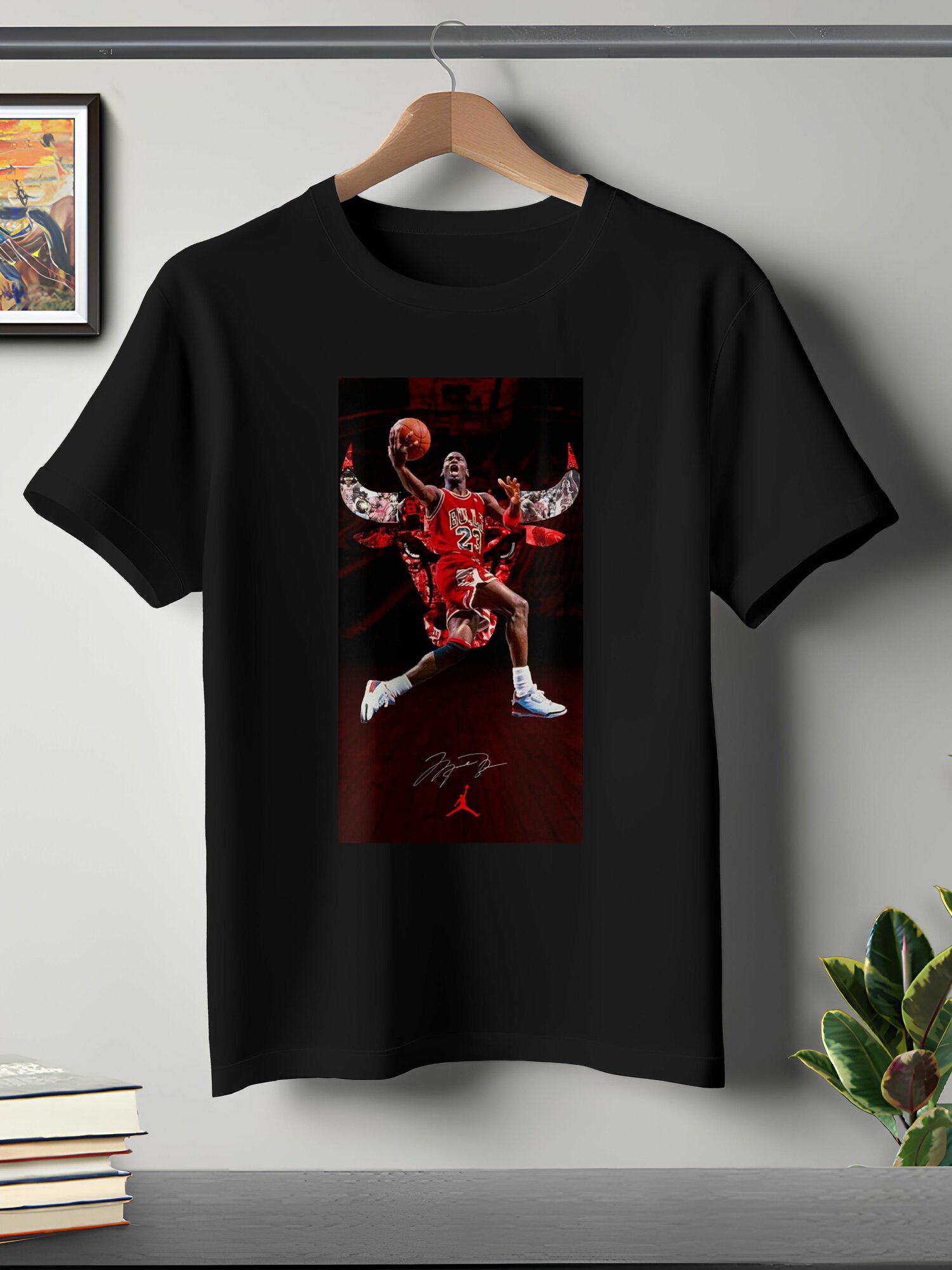 Футболка  Детская ONEQ 164 (14-15) размер с принтом Майкл Джордан, черная