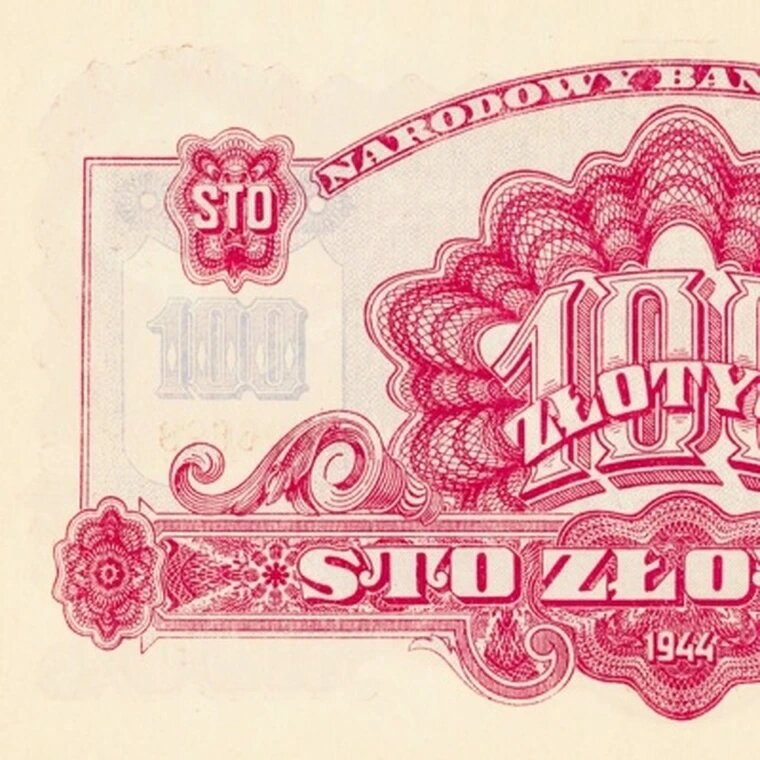 Польша 100 злотых 1944 Народный Банк, сувенирная копия, банкноты и купюры редкие коллекционные