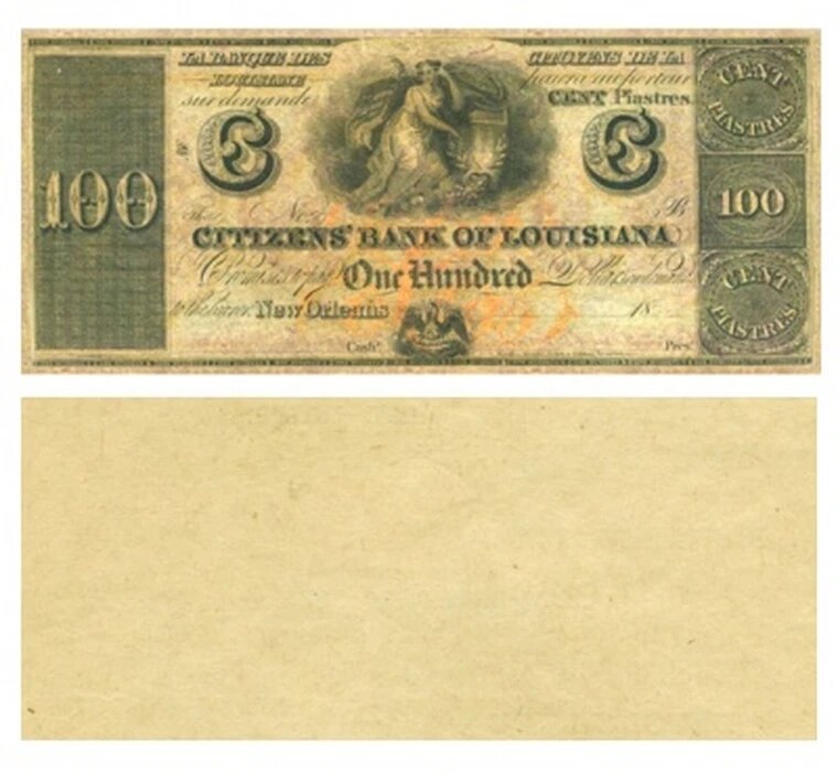 100 долларов 1860 США, штат Луизиана, сувенирная копия, банкноты и купюры редкие коллекционные