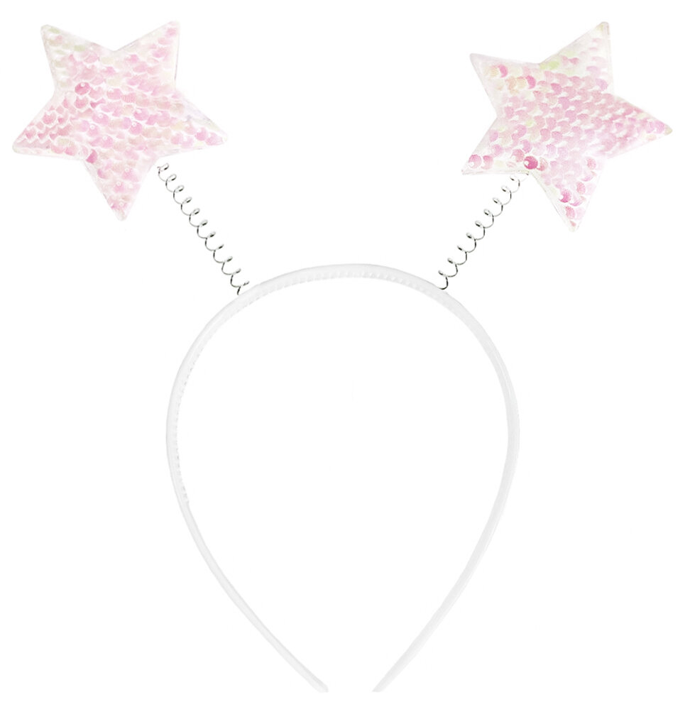 Ободок, Сверкающие звезды, с пайетками, Белый, Хамелеон, с блестками, 1 шт.