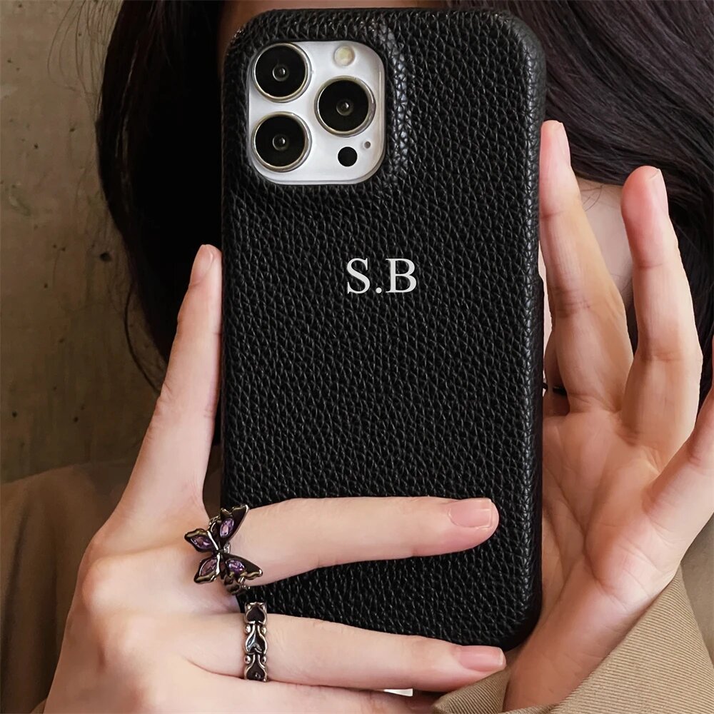 Черный кожаный чехол для iPhone 13 Pro Max с S.B.