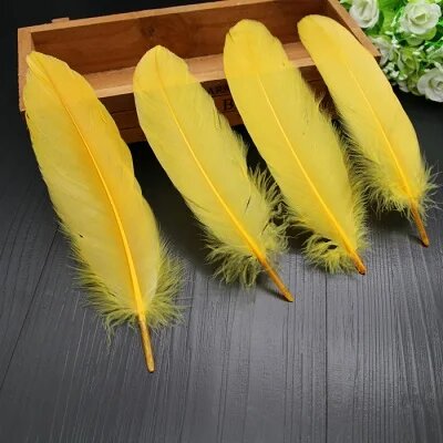 Гусиные перья 14-20 см для рукоделия Желтый, Golden 50pcs