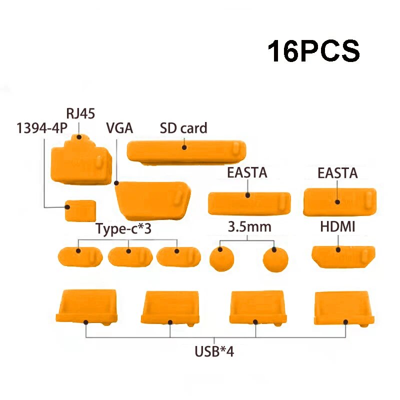 16шт. Силиконовые заглушки для USB, HDMI, RJ45 и др.