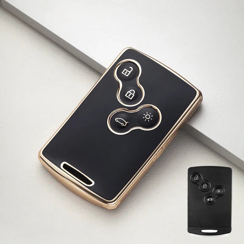 Чехол для автомобильного ключа из ТПУ для Renault Kaptur Captur Logan Laguna Zoe Koleos Danilo Nema Fluence Megane 2 3 Clio Scenic Duster Black