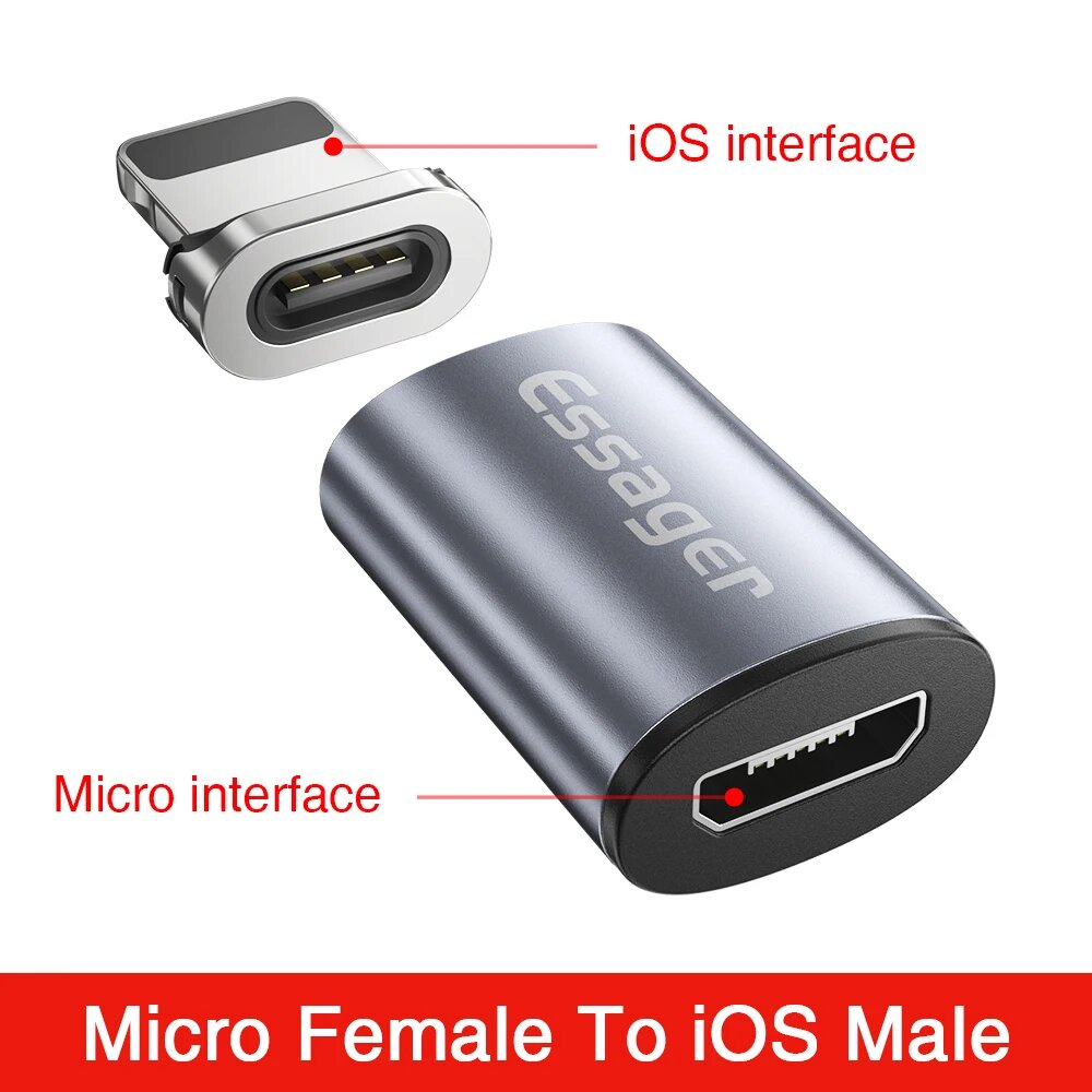 Магнитный адаптер Essager Micro USB, магнитный преобразователь MicroUSB «мама» типа C «папа» для iPhone, Xiaomi, кабельный разъем Samsung Micro To iOS