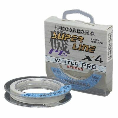 Шнур (леска) плетеный Kosadaka Super Line PE X4 Winter Pro цв. прозрачный, 0,12мм/6,5кг прозрачный (белый)