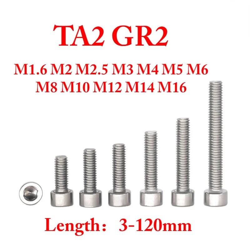 Шестигранные болты из титана TA2 GR2 M1.6-M16 M4x25mm