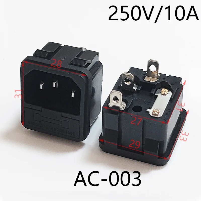 Розетка IEC320 C14 черная AC-003