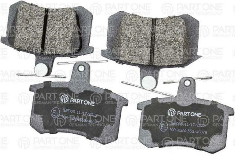 1BP005 PART-ONE Колодки тормозные дисковые зад. AUDI: 80 82-96, 90 84-91, 100 77-94, 200 79-91, A4 94-01, A6 94-97, A8 94-02, CABRIOLET 93-00, COUPE 84-96, QUATTRO 80-91, V8 88-94