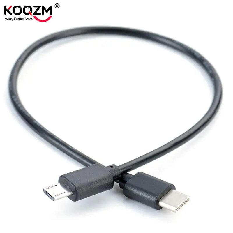 1 шт, переходник с USB Type C «папа» на Micro USB 5 Pin B «папа», OTG адаптер, кабель для передачи данных для мобильных телефонов, 30 см
