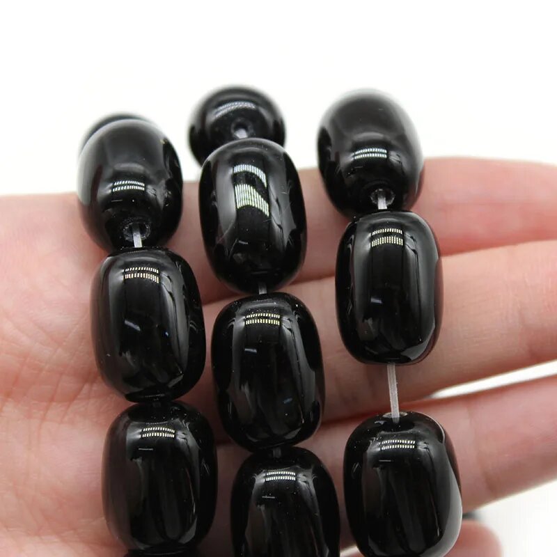 Бусины из черного агата в форме барабана из натурального камня, бусины-разделители россыпью, полуготовые бусины ручной работы «сделай сам»