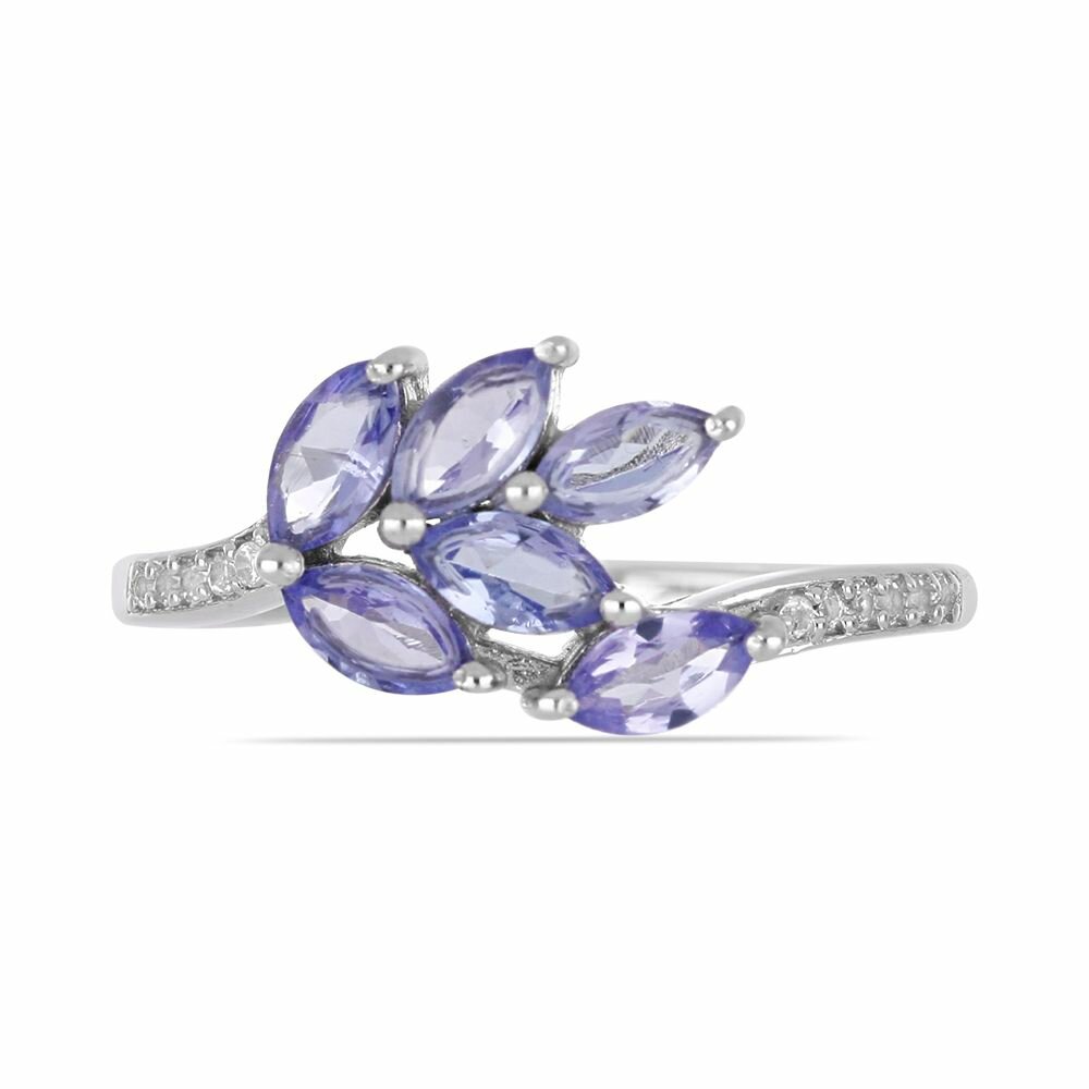 Кольцо, серебро, 925 проба, родирование, танзанит, топаз