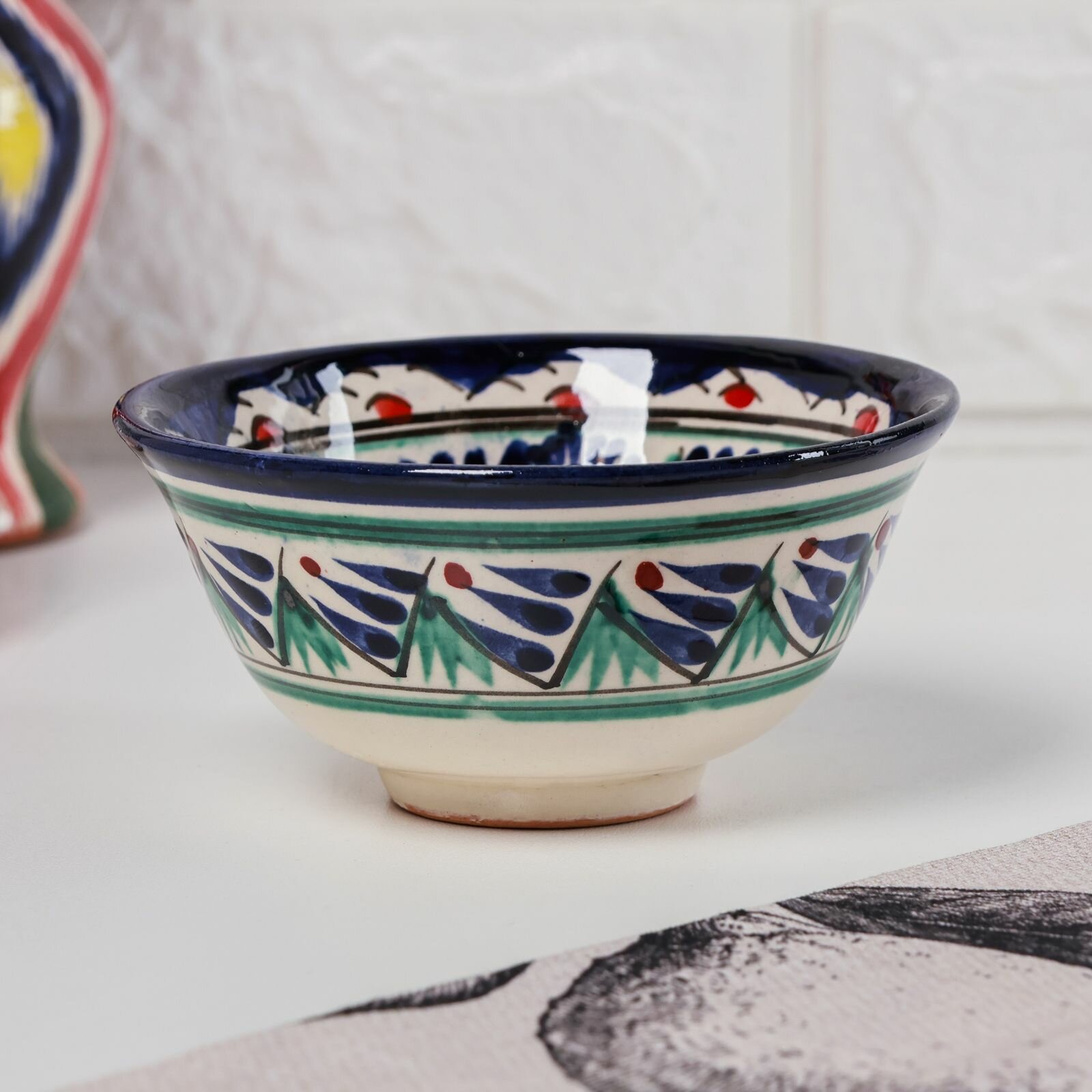 Пиала для чая Риштанская Керамика Цветы , 250 мл, d 11 см, микс, 5 шт