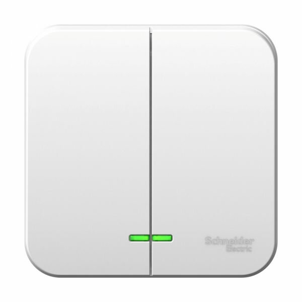 5 шт. Systeme Electric Blanca наружный Белый Выключатель 2-клавишный c подсветкой, 10А, 250B, BLNVA105021
