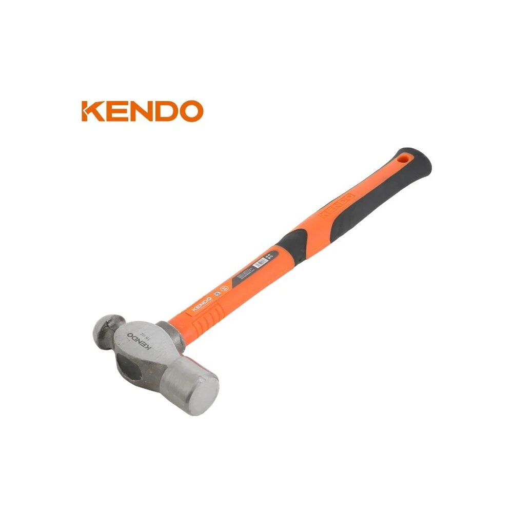 Молоток KENDO с кованым стальным бойком, фибергласовой рукояткой с прорезиненным захватом для слесарных работ