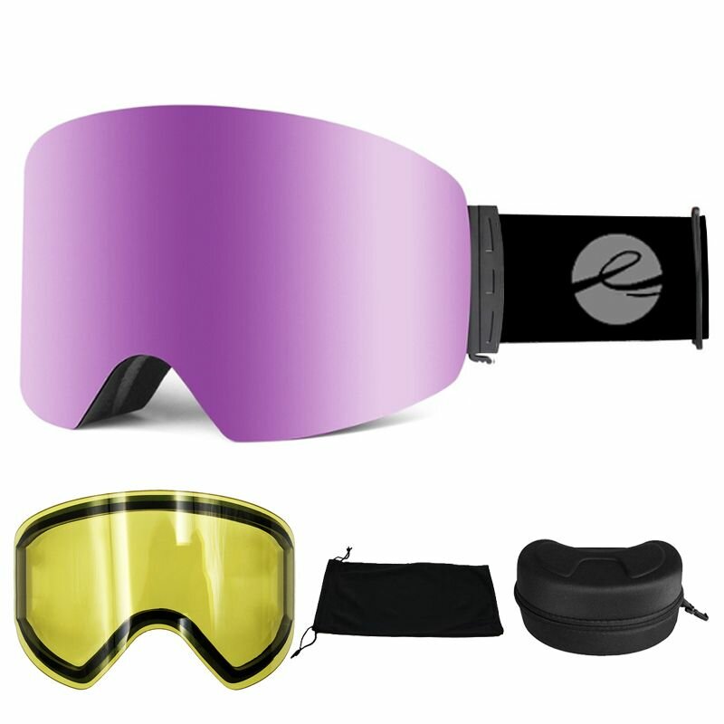 Лыжные очки locle uv400 противотуманные двухслойные снежные лыжи для сноуборда с линзой ночного