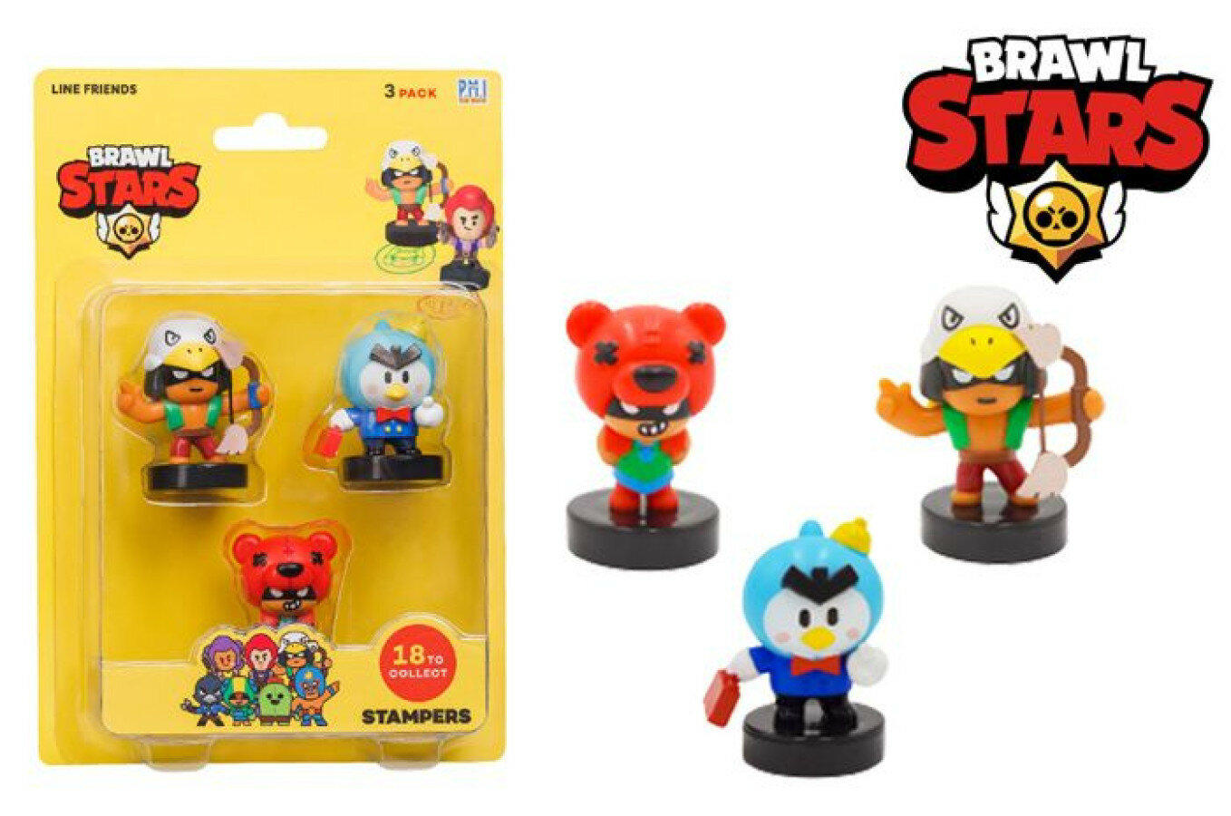 Набор фигурок-штампов Brawl Stars: Бо, Мистер Пи, Нита в блистере (3 шт) (BRW5020A)
