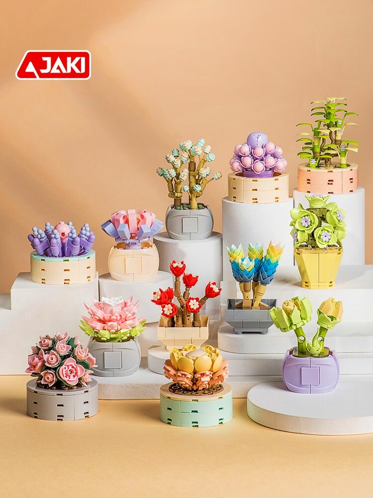 Конструктор JAKI JK2710 Набор интерьерных цветов в горшочках