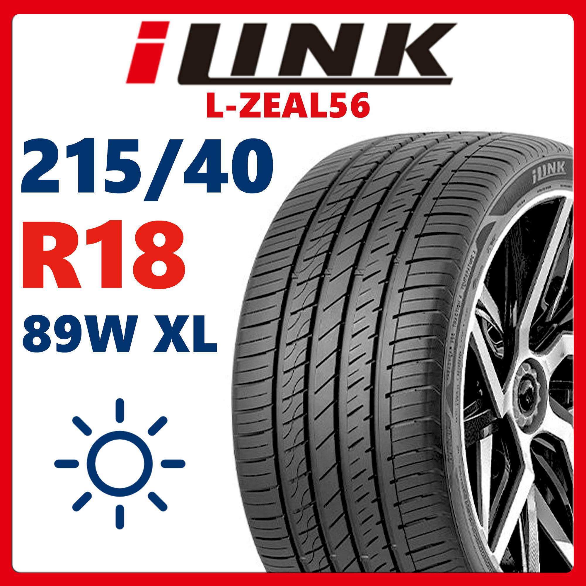Летние шины iLink L-Zeal56 215/40 R18 89W XL асимметричный, ненаправленный протектор
