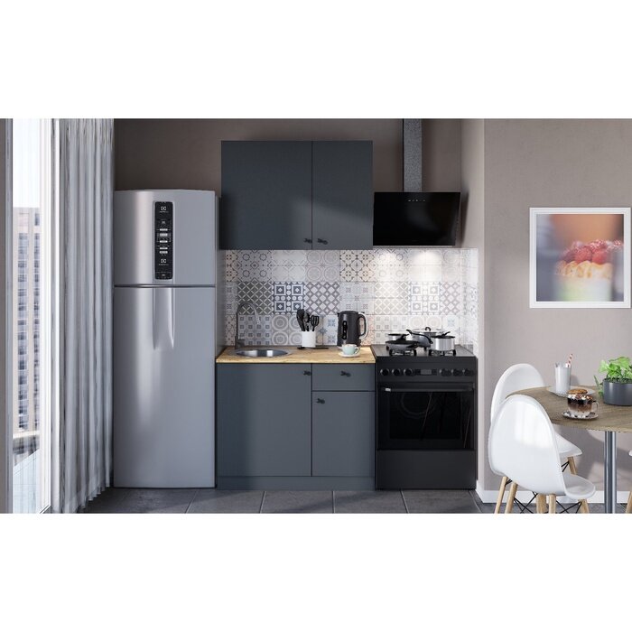 Кухонный гарнитур для маленькой кухни «Поинт», 1000×600 мм, цвет графит