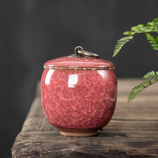 Чайница "Kingdom of Tea", керамика, красная, 7,2х6,3х150г, 1шт