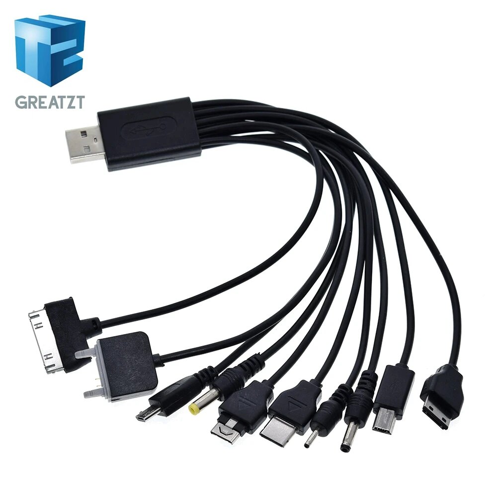 Универсальный портативный легкий многофункциональный USB-кабель для зарядки GREATZT 10 в 1, 1PCS