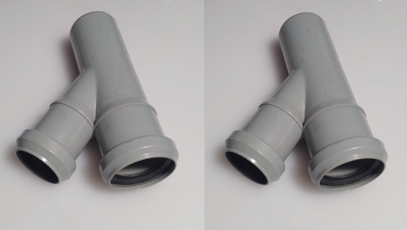 Тройник внутренней канализации ПП valsir d:50х40мм, 45 градусов (2шт)