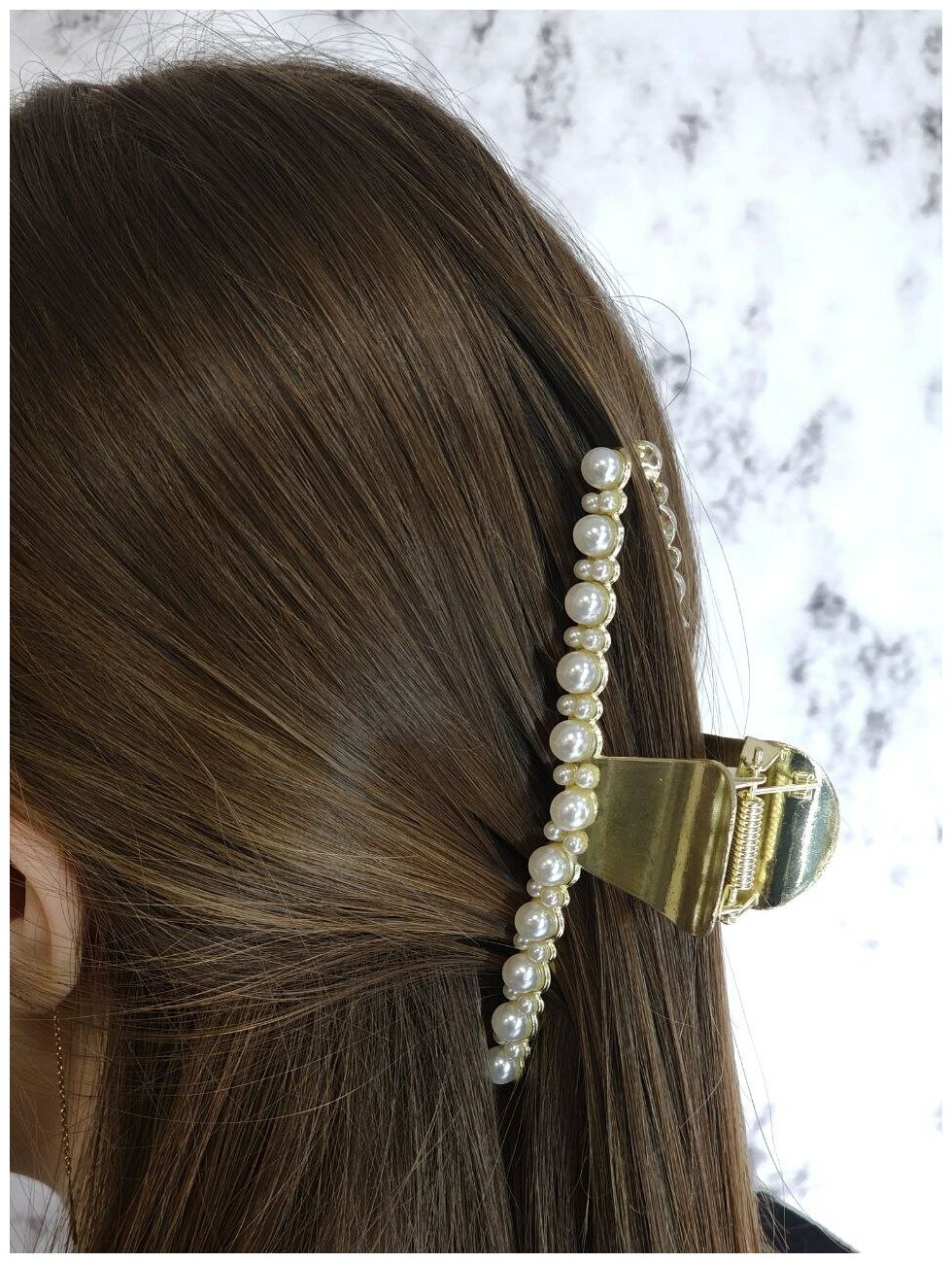 Крабик Заколка краб для волос с жемчугом YZ