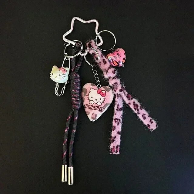 Милая подвеска на рюкзак Sanrio, подвеска на сумку Hello Kitty, очаровательный плетеный серебряный брелок в виде животного, подарок для девочек.