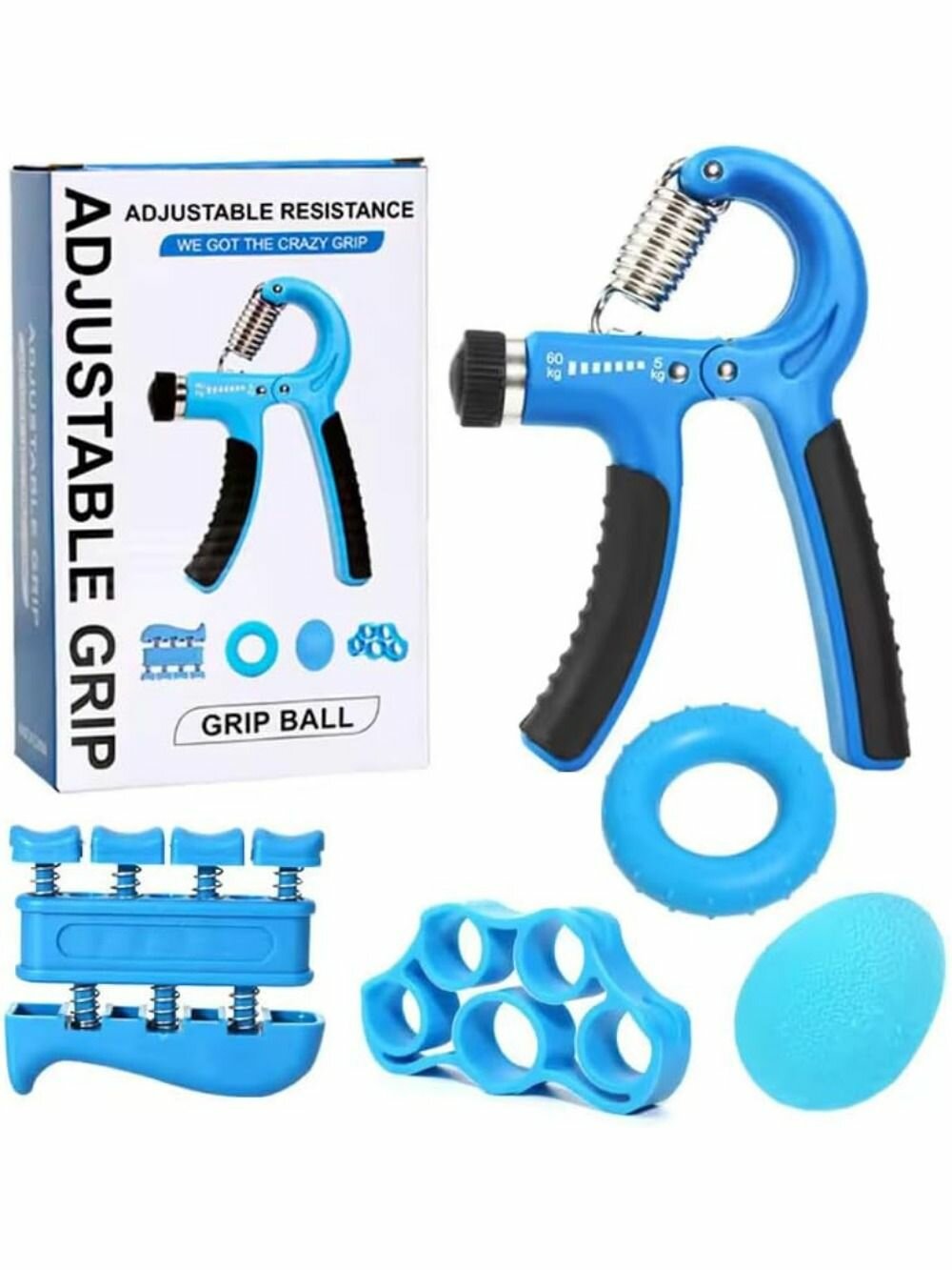 Набор для тренировки силы рук 5 в 1, Тренажер с регулируемым захватом для мужчин и женщин, Растяжители для пальцев, Шарики для снятия напряжения, Кольцо для пальцев