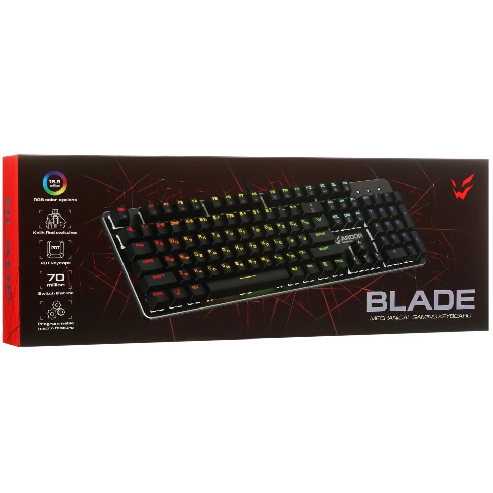 Клавиатура проводная ARDOR GAMING Blade, RGB, Kailh Red, черный