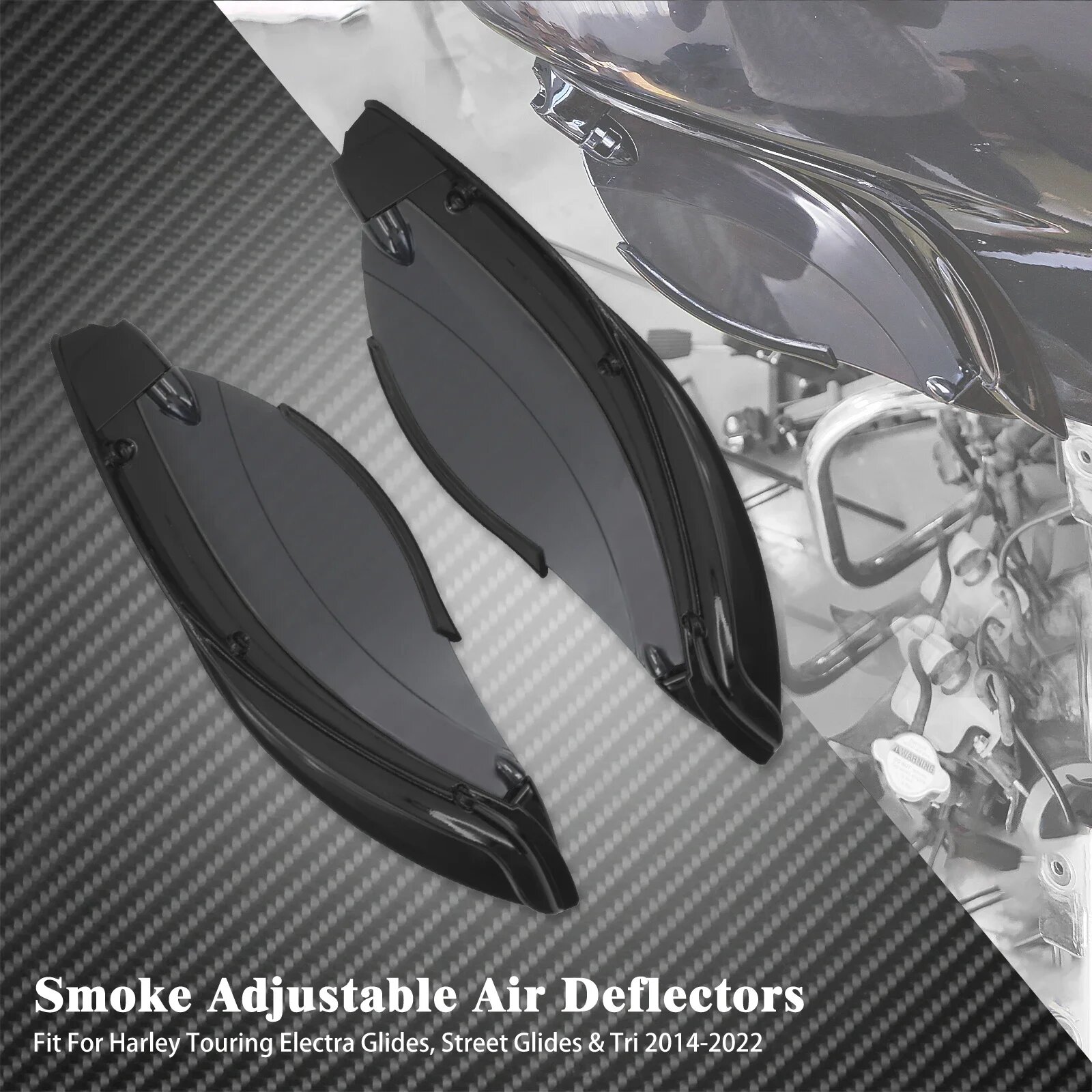 Регулируемый хромированный/дымчатый обтекатель «летучая мышь» для мотоцикла, боковой дефлектор крыла для Harley Touring Electra Street Tri Glide 2014-2022 Черный, Air Deflector D