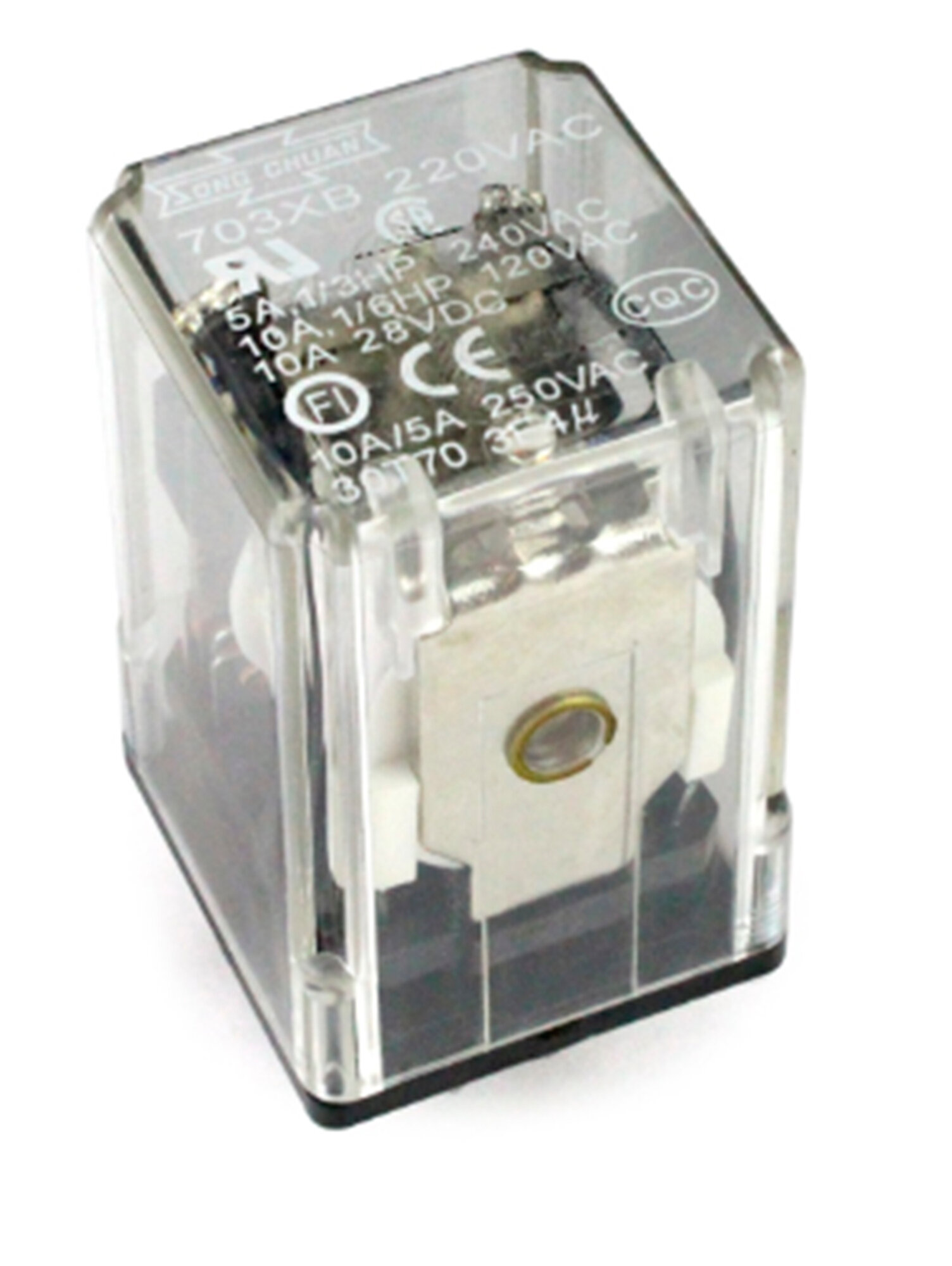 703XB, реле силовое, два переключающих контакта, 10А, катушка 220В