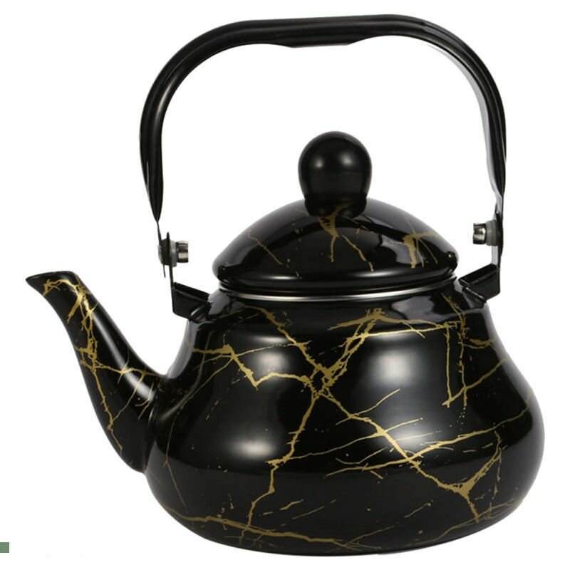 Эмалевая чайник с гусиной шеей, электрические чайники для нагрева чая, мраморный дизайн, домашний размер 24x14 см