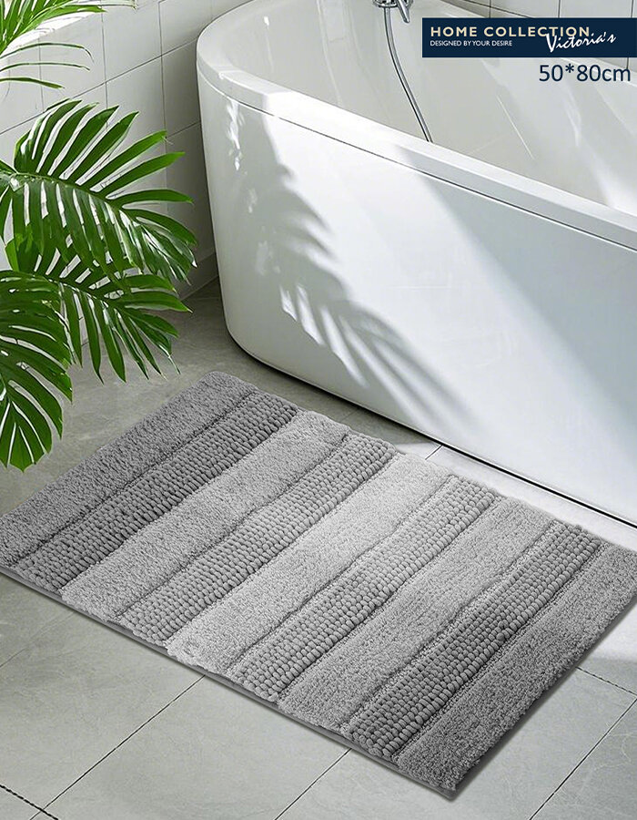 Коврик 50х80см для ванной серый, спальни, детской. кухни, нескользящий, светло-серый Икеа стиль, на резиновой основе