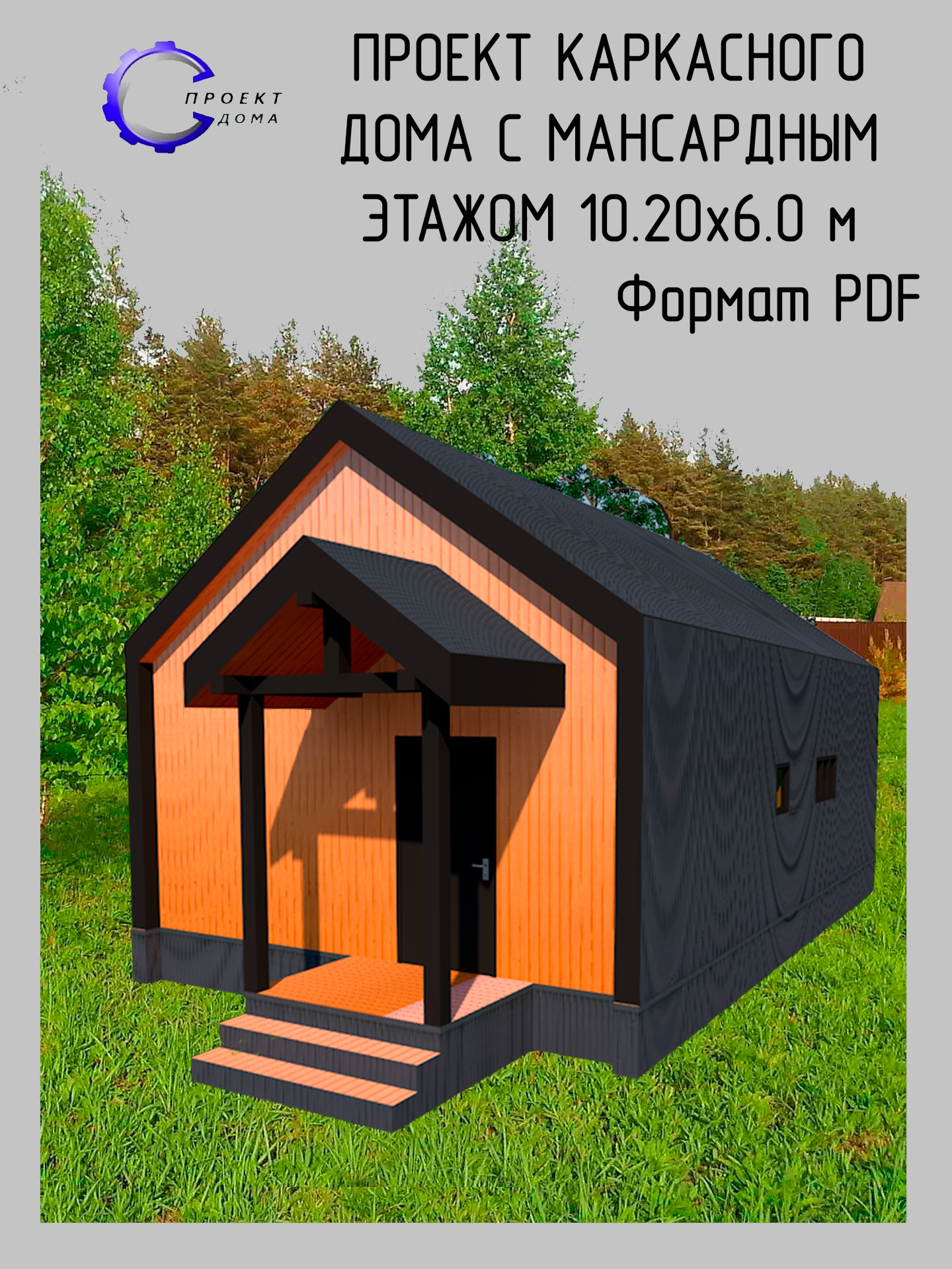 Проект двухэтажного каркасного дома с террасой и вторым светом 10,20х6,0 м