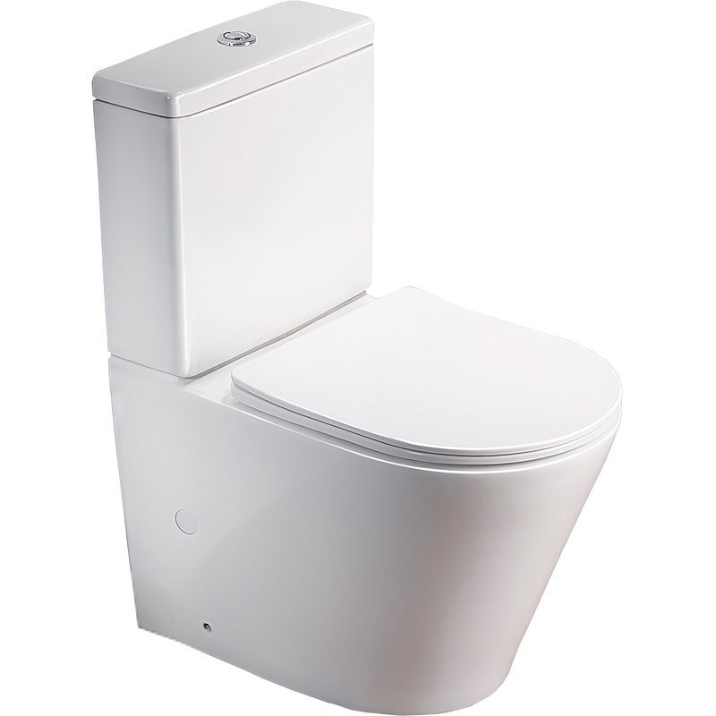 Унитаз напольный SantiLine SL-5014 безободковый, с бачком, с крышкой микролифт, белый